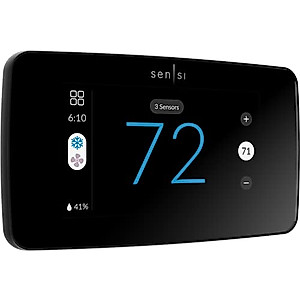 Sensi Touch 2 Black Smart Thermostat by Emerson with Touchscreen Color Display, Programmable, Wi-Fi, Mobile App, Easy DIY, Data Privacy, Works with Alexa, Energy Star Certified, ST76, C-Wire Required