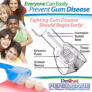 DenTrust 2-PK Periocare 3-Sided Toothbrush | Healthy Gentle Gum Massage | Made in USA | Tongue Scraper Ultra Soft Sensitive Gums