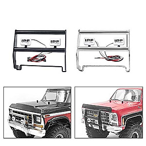 SWYWY Metal Front Bumper with Led Light for 1/10 RC Crawler TRX4 K5 Blazer,Silver