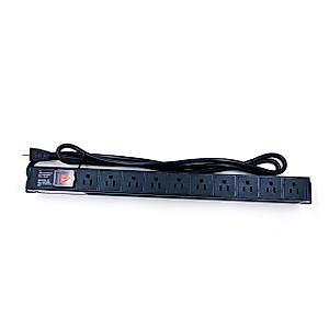 Raising Electronics 1U Rack Mount Distribution Power Unit-10 Outlet 15A PDU with Switch