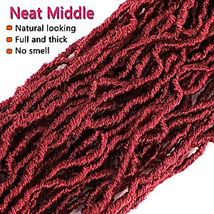 Soft locs crochet hair 36 inch 5 packs burgundy long Faux locs crochet hair curly wavy crochet synthetic braiding hair extensions dreads crochet(36 inch 5 Packs Burgundy)