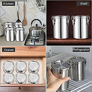 Zopeal 6 Pack 34 Oz Stainless Steel Canisters Set Stainless Steel Airtight Food Storage Containers Metal Containers with Lids Sealed for Tea Coffee Sugar Flour Baking Pantry Kitchen Counter (17.6 Oz)