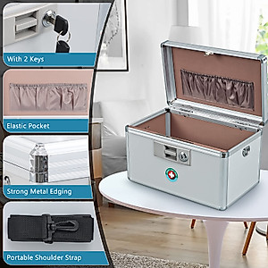 KYODOLED Locking Key Medicine Box,First Aid Key Safe Box with Lock,Key Medication Storage Lock Box for Drugs Use, 12.2'' x 7.8'' x 8.2'' White