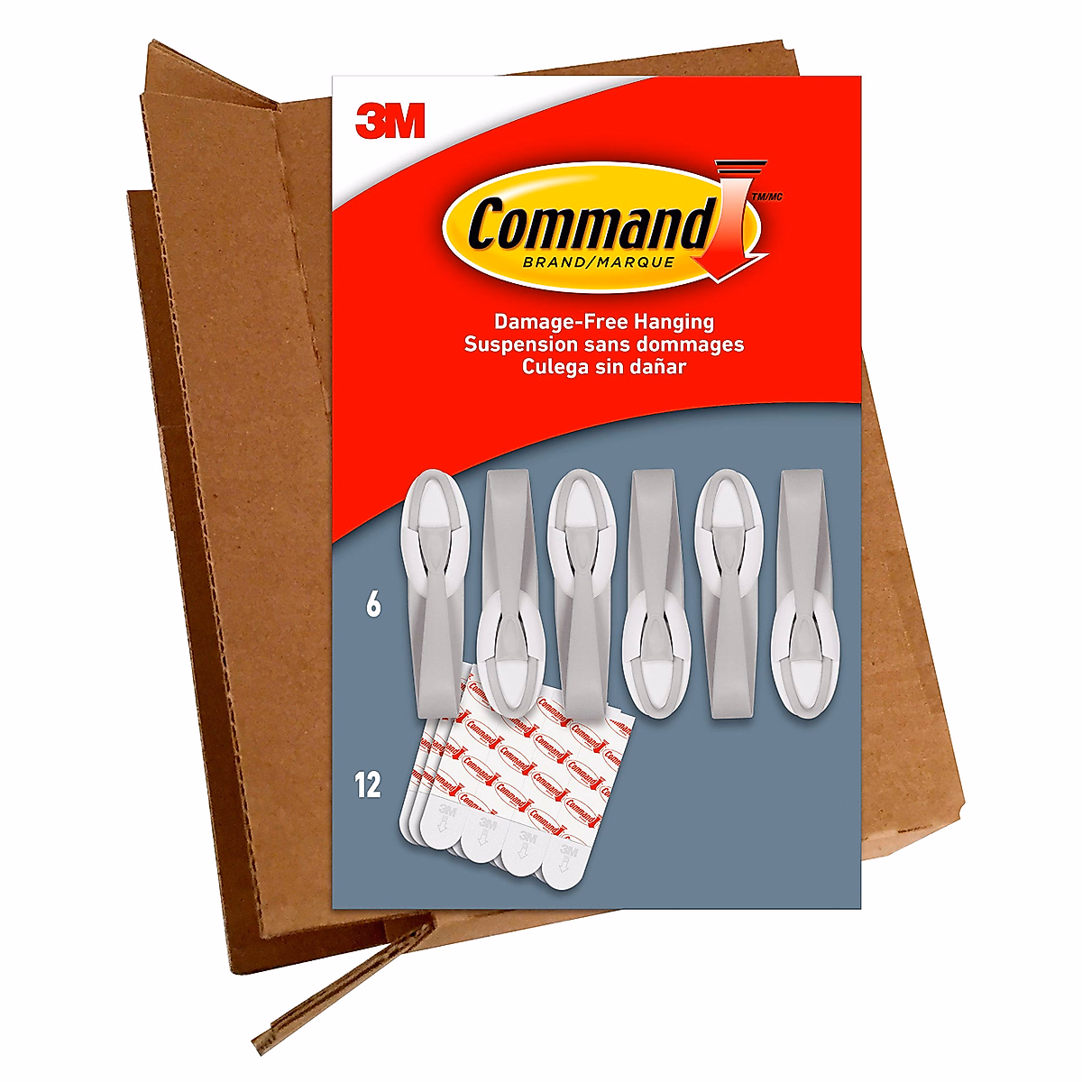 Command Cord Bundlers, Damage Free Hanging Cord Organizer, No Tools Cord Bundler for Hanging Electrical Cables, 6 Gray Cord Bundlers and 12 Command Strips
