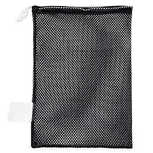 Champion Sports Mesh Sports Equipment Bag, Black, 12x18 Inches - Multipurpose, Nylon Drawstring Bag with Lock and ID Tag for Balls, Beach, Laundry