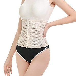 QHTETK Waist Trainer Corset cincher for Women Body Shaper Tummy Control Sports Workout with Adjustable Hooks (Black, Large)