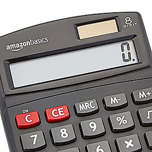 Amazon Basics LCD 8-Digit Desktop Calculator, Black - 1 Pack