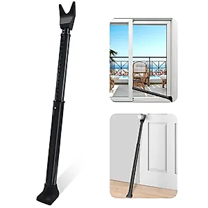 AceMining Upgraded Door Security Bar & Sliding Patio Bar, Heavy Duty Stoppers Adjustable Jammer for Home, Apartment, Travel (1 Pack,Black)