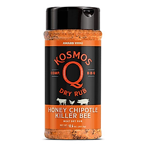 Kosmos Q Honey Chipotle Killer Bee BBQ Rub | Sweet & Spicy Blend | Great on Brisket, Steak, Chicken, Ribs & Pork | Best Barbecue Rub | Meat Seasoning & Spice Dry Rub | 12 oz Shaker