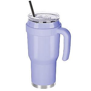 Rietore 40 oz Tumbler with Handle and Straw, Stainless Steel Tumblers Insulated Tumblers with Lids Double Wall Vacuum Coffee Travel Mug, Sweat Proof, Leak Proof, Glacier Blue