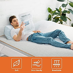 Maxzzz Memory Foam Mattress Topper Queen, 2 Inch Bamboo Charcoal Mattress Topper Bed Topper with Removable Soft Cover, Ventilated Design & CertiPUR-US Certified Foam Topper (Queen)