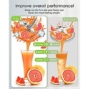 Blender, Upgrade Bullet Blender for Shakes and Smoothies,850 Watt 12 PCS Airpher Portable Blender Set for Kitchen with Milk Frother, 6-Edge Blade, Blade Grinder, 2*24 Oz & 10 Oz To-Go Cup, BPA Free