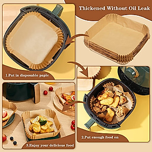 Air Fryer Disposable Paper Liner, Large 100 pcs 10.7Inch Square Non-Stick Air Fryer Parchment Paper Liners, Thickened Waterproof Oil-Proof Baking Paper (10.7, Brown Square)