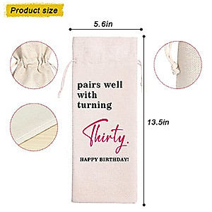 Maydvdv 30th Birthday Gift|Thirty Year Birthday Wine Bag|Personalized Wine Bag|30th Birthday Party Favors|Party Decor Wine Bag|Pairs Well With Turning Thirty Wine Bag(11MA03)