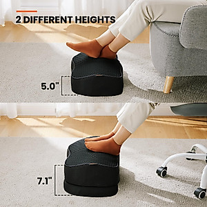 ErGear Foot Rest for Under Desk at Work - Adjustable Foot Rest with Breathable Washable Cover, Ergonomic Memory Foam Foot Rest for Home, Office (Black)