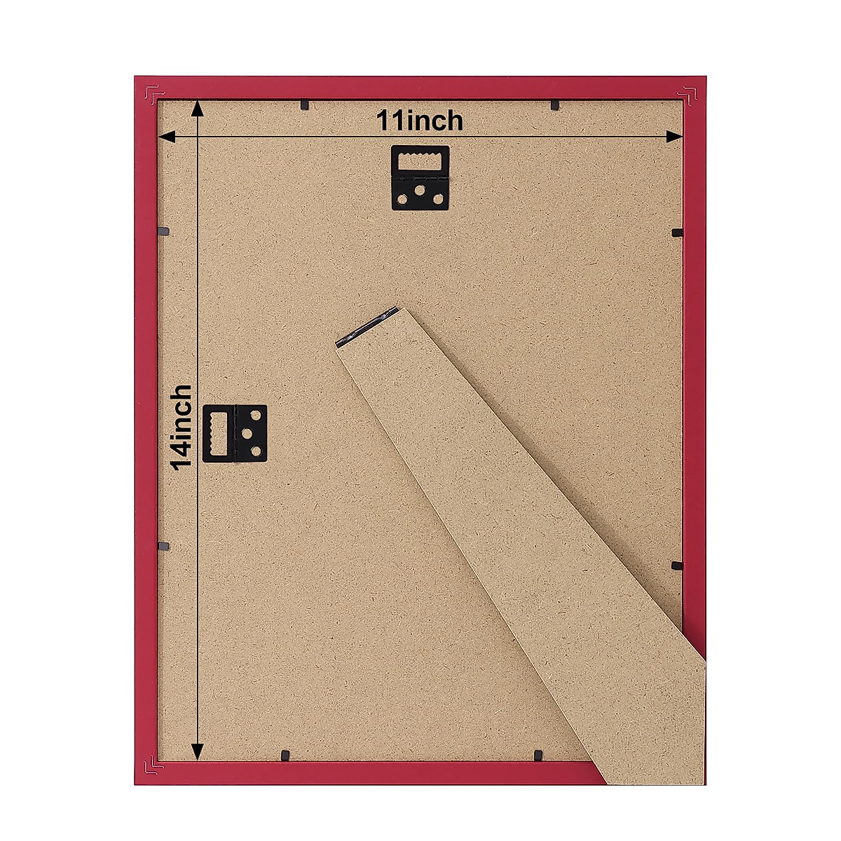 Vittanly 11x14 Picture Frame, Engineered Wood with Shatter Resistant Plexiglass, Display Pictures 8x10 with Mat or 11x14 without Mat, Poster Frame for Wall or Table Top Display, Red, 1 Pack