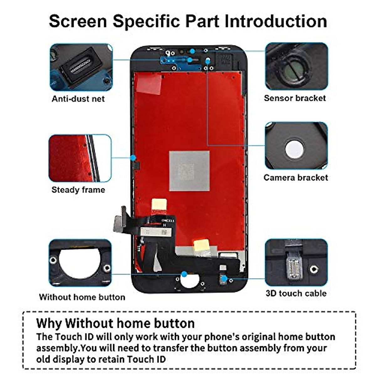 for iPhone 8 Plus Screen Replacement Black 5.5 Inch, Diykitpl 3D Touch LCD Digitizer Display for iPhone 8 Plus, with Repair Tools Kit for A1864,A1897,A1898 Glass Screen