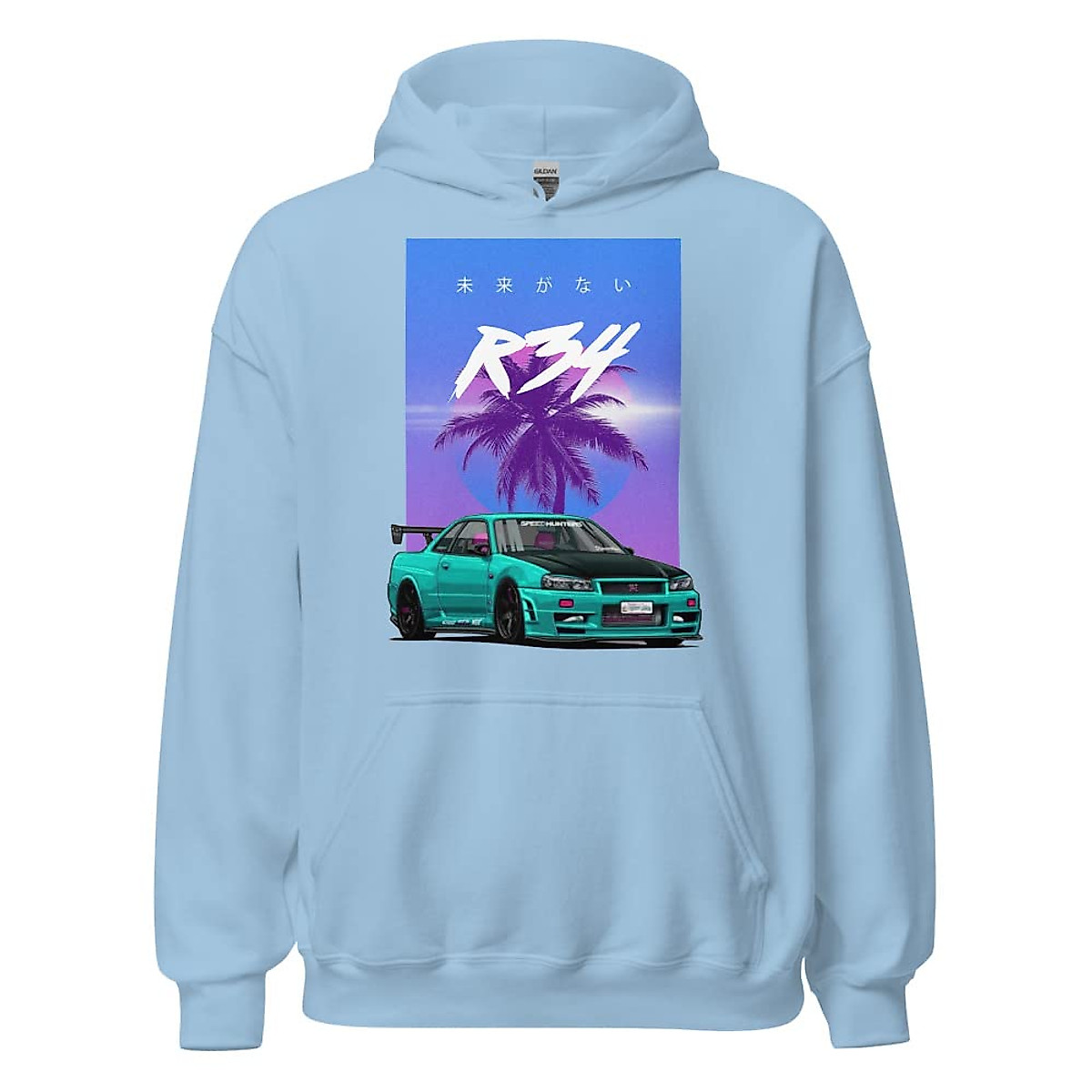 JG Infinite GTR R34 GT-R Skyline JDM Vaporwave Aesthetic Vapor Dreams Chillwave Unisex Hoodie Light Blue