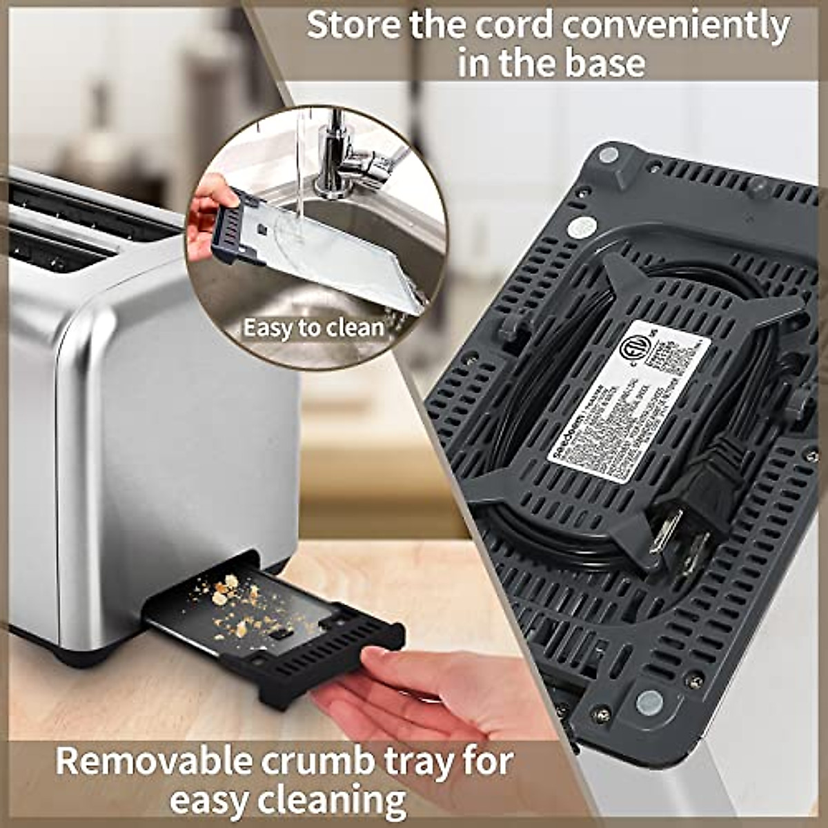 SEEDEEM Toaster 2 Slice, Stainless Steel Bread Toaster with LCD Display and Touch Buttons, 50% Faster Heating Speed, 6 Bread Selection, 7 Shade Settings, 1.5''Wide Slots Toaster with Cancel/Defrost/Reheat Functions, Removable Crumb Tray, 1350W, Silver Met