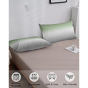 Hokiten California King Pillow Covers Set of 1 - Sage Green Grey Ombre Microfiber Soft Pillowcases with Envelop Closure, Modern Ombre Abstract Art Lumbar Pillow Cover for Sofa/Couch, 20x40 Inches