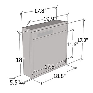 20" Electric Fireplace Wall Recessed Heater, 1500W/5100BTU (Black)