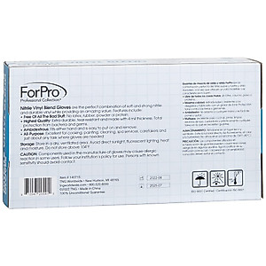 ForPro Professional Collection Disposable Nitrile Vinyl Blend Gloves, 4 Mil Extra Protection, Powder-Free, Latex-Free, Non-Sterile, Food Safe, Blue, Small, 100-Count