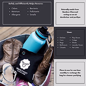 Black Sheep - Bamboo Charcoal Natural Air Purifying Bag - Eliminates Odors in Homes, Cars, Bags, Shoes, Closets & More - 200g (2)