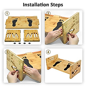 Under Desk Foot Rest,Ergonomic Office Foot Rest with 5 Adjustable Height Position, Bamboo Foot Stool Under Desk with Massage Roller & Non-Slip Bottom at Home, Office