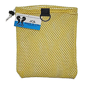 JCS Nylon Mesh Drawstring Bag with D-Ring, Approx. 8inch x 10inch, Yellow
