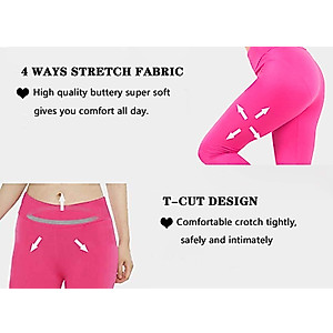 Baihetu Buttery Soft Leggings for Women-Regular and Plus Size Leggings with Inner Pockets -Yoga Pants Pink Large