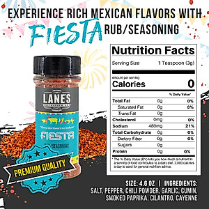 Lane's Fiesta Taco Seasoning Mix, All-Natural Keto Taco Seasoning, Chicken Taco Seasoning Mild, No MSG, Gluten Free Taco Seasoning Mix, 4.0 Oz
