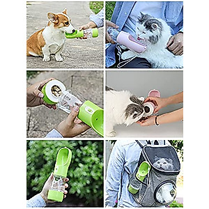madeking Dog Water Bottle Portable Pet Water Bottle Leak Proof Dog Water Dispenser and Food, Lightweight Dog Travel Water Bottle Bowl for Walking and Trave (Pink)