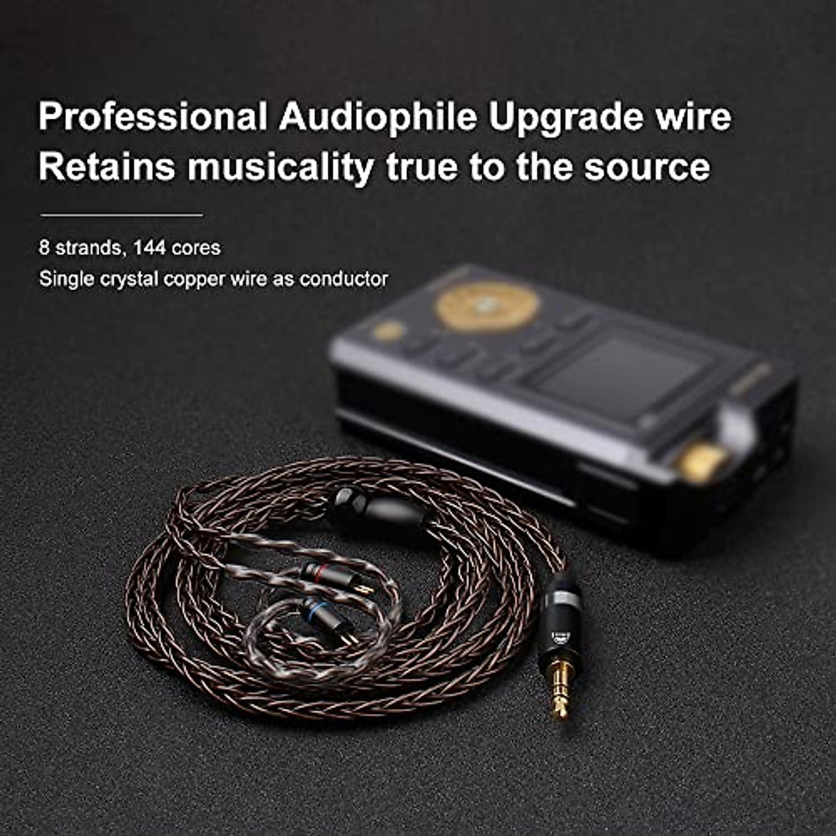 okcsc MMCX 3.5MM Cable,Upgraded Replacement Earphone Cable 8 Core Gold-Plated HiFi Earbud Replacement Extension Cable for SE535 SE535 SE425 KSE1500 W30 W40 Fiio f9 Fiio f9 pro FiiO FH1 K5 TIN T2