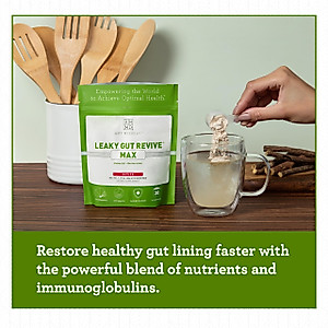 Amy Myers MD Leaky Gut Revive MAX Powder for Leaky Gut Repair “ Potent L-Glutamine Powder to Support Constipation, IBS, Diarrhea, Bloating, Gas, SIBO “ Plant Based Supplement for Gut Health, 1 Month