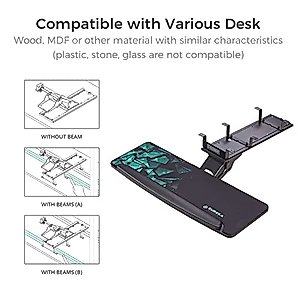EUREKA ERGONOMIC Height Adjustable Mouse & Keyboard Tray Under Desk, 28x10'' Large Slide Out Swivel Tilt Computer Keyboard Drawer with Mouse Pad for Gaming Home Office Desk, Dual Mount