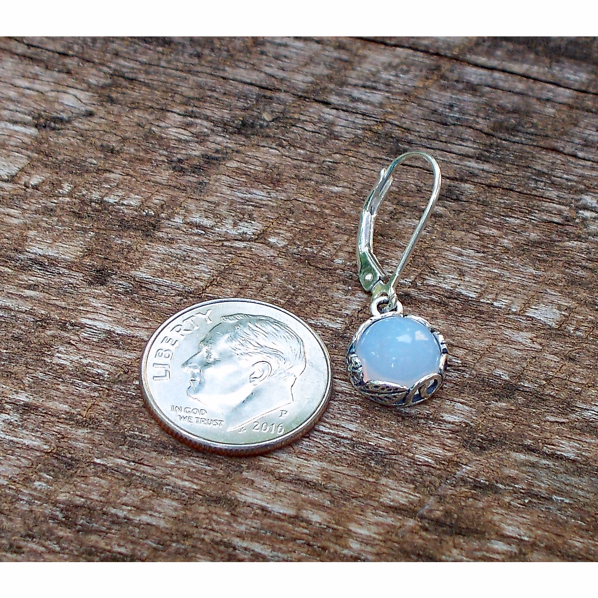 Bottled Up Designs Handmade Vintage White Leverback Botanicals Earrings, Sterling Silver, Eco Friendly, Made in USA, Birthday Gifts, Mothers Day, Women, Anniversary (Clear Cold Creame Jar)