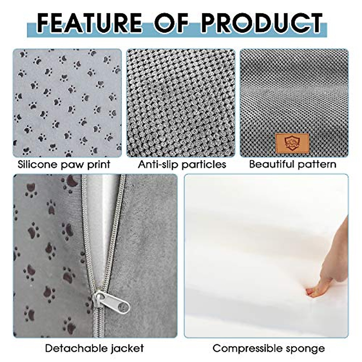 Topmart 3 Tiers Foam Dog Ramps/Steps,Non-Slip Dog Steps,Extra Wide Deep Dog Stairs,High Density Foam Pet Stairs/Ladder,Best for Older Dogs,Cats,Small Pets,with Pet Hair Remover Roller,Grey