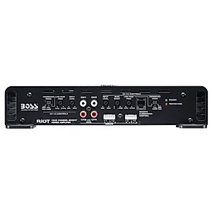BOSS Audio Systems R2504 Riot Series Car Audio Stereo Subwoofer Amplifier - 1000 High Output, 4 Channel, Class A/B, 2/4 Ohm, High/Low Level Inputs, High/Low Pass Crossover, Bridgeable, Full Range