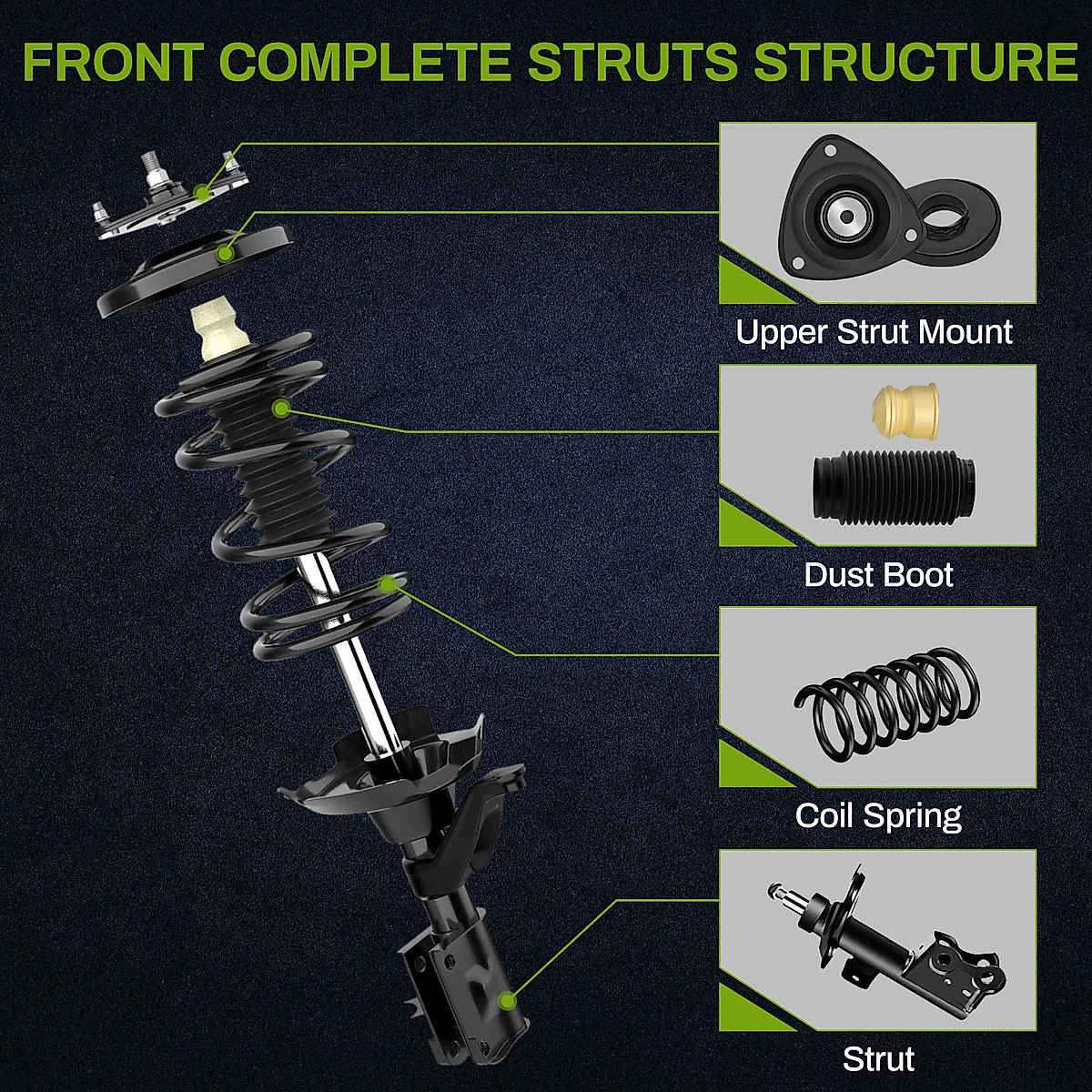AUTOSAVER88 Complete Struts Compatible with 2001-2002 Honda Civic Front & Rear Shock absorber 4 pcs
