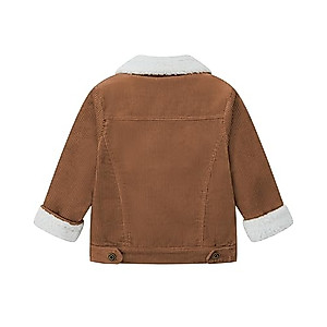 Morubut Toddler Boy Winter Corduroy Jacket Baby Girl Fall Sherpa Lined Outwear Coat (Dark Brown, 18-24 Months)
