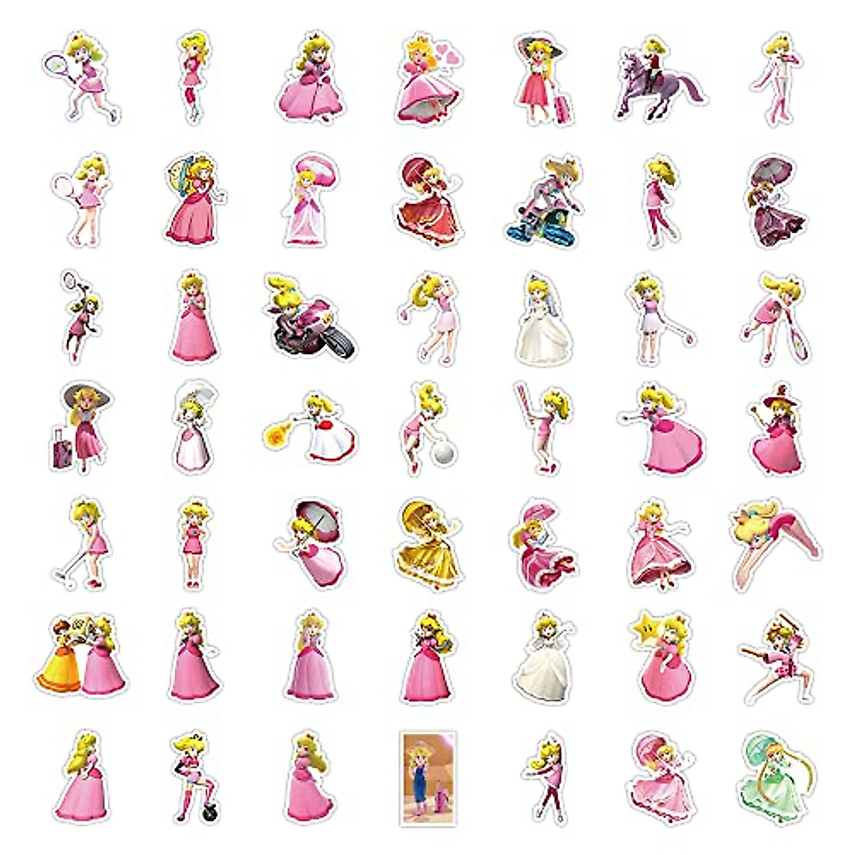 Stickers for Peach Princess Party Favors Supplies Kids Teens Girls Party Toys Decorations Vinyl Waterproof Laptop Water Bottle Stickers A