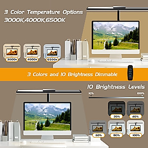 litren Clip On Desk Lamps for Office Home Desk Lights with Clamp with 3 Light Modes,10 Brightness 10W USB Adapter Adjustable LED Clamp Light for Computer Desktop Workbench Monitor Lamp