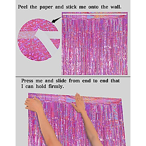 New Years Decorations 2024 Pink - Melsan 3 Pack 3.2 x 8.2 ft Tinsel Curtain Party Photo Backdrop for New Years Eve Decorations Birthday Party Engagement Party or Bachelorette Party Supplies
