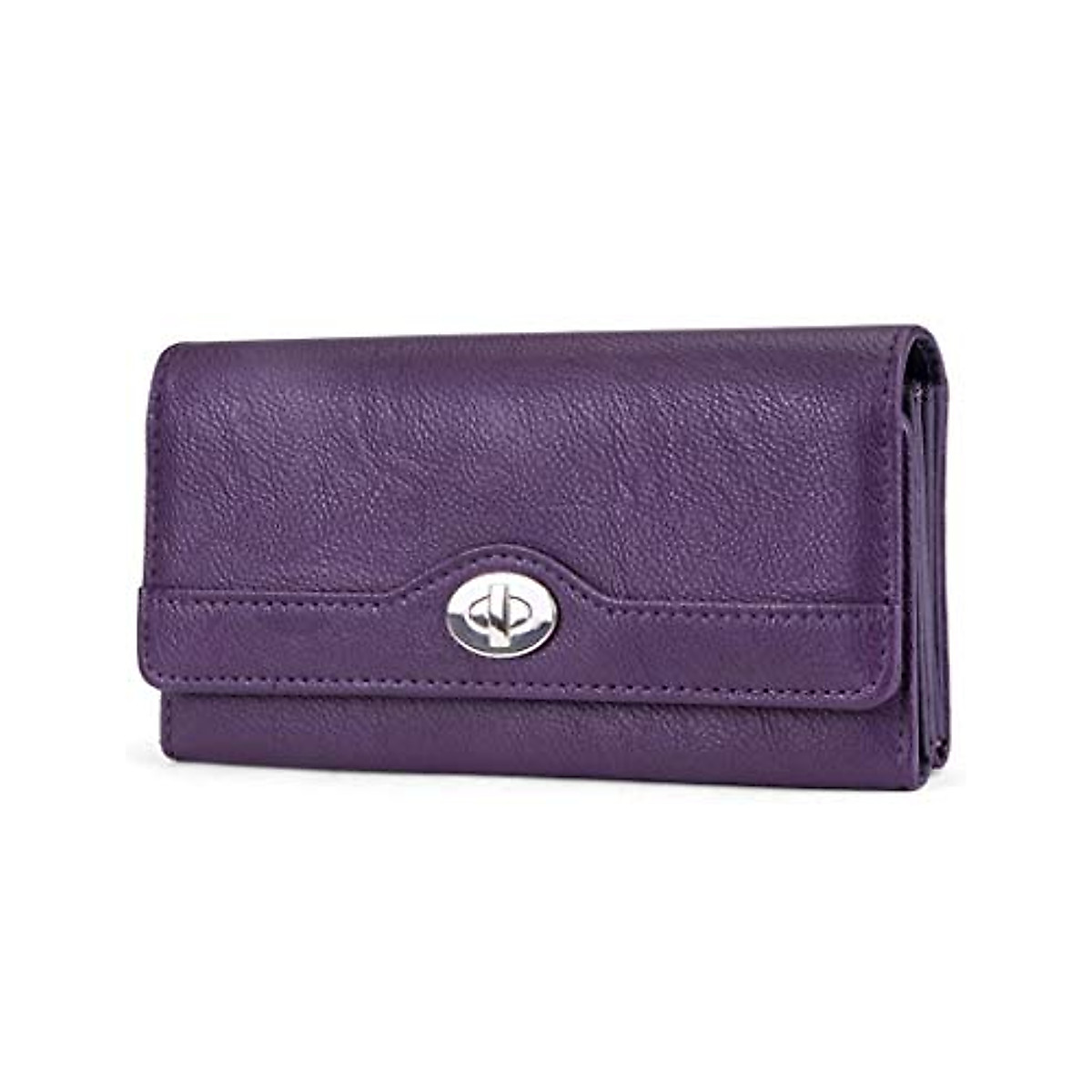 Mundi File Master Womens RFID Blocking Wallet Clutch Organizer With Change Pocket (One Size, (Purple))