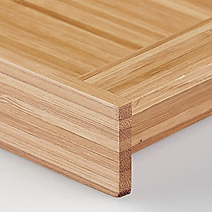 iDesign Formbu Bamboo Vanity Storage Tank Top Tray Organizer for Makeup Brushes, Tissues, Candles, Soap, Hand Towels, Toilet Paper Storage, 5.1" x 11.1" x 1.2", Natural Wood