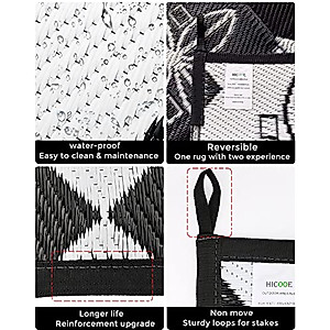 HICOOE Plastic Straw Outdoor Rugs for Patio Clearance 5x7' Waterproof Outside Rug Modern Indoor Area Mats for Deck Rv Porch Beach Trailer Floor Balcony Backyard Camping (Black & White)