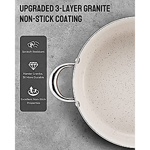 BEZIA 8 Quart Pot with Lid, Nonstick Cooking Pot with Lid, Induction Pasta Pot, Soup Pot, Large Stockpot, Stew Pot, Simmering Pot, Compatible for All Stoves, Golden