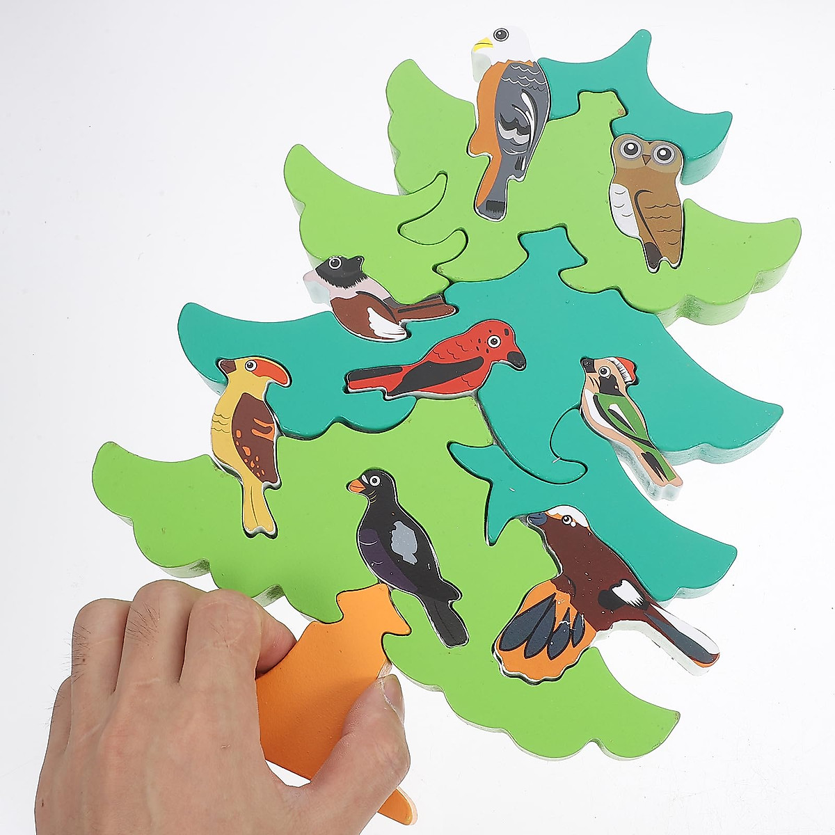 TOYANDONA 1 Set of Baby 3D Jigsaw Puzzle Wooden Tree Bird Shaped Montessori Toy Educational Preschool Learning Toys for Infant Toddlers Boys Girls