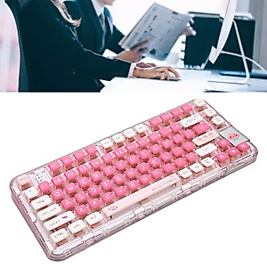 ASHATA Pink Mechanical Keyboard, Bluetooth Cute Keyboard, 2.4G Wireless Type C Wired Gaming Keyboard with RGB Backlight for iOS for Windows