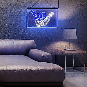 ADVPRO Good Vibes Only Hand Party Decoration Dual Color LED Neon Sign White & Blue 16" x 12" st6s43-i1076-wb